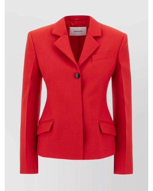 Ferragamo Wool Blazer With Chest Pocket And Structured Shoulders | Lyst UK