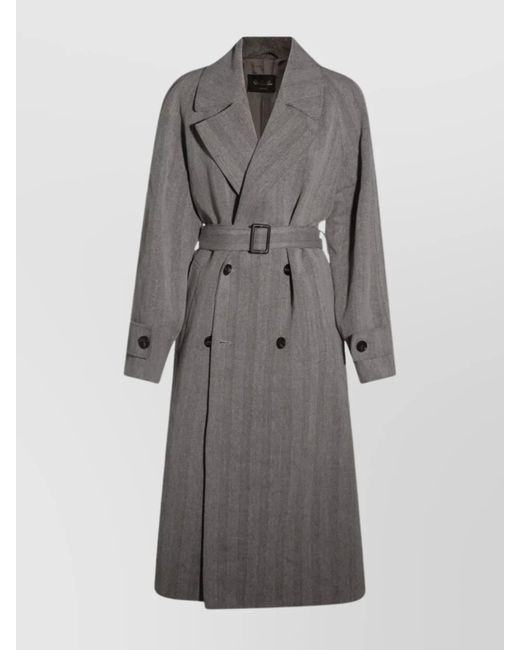 Loro Piana Waist Belted Long Length Lapels in Gray | Lyst