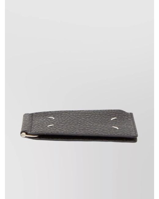 Maison Margiela Grained Leather Bi-Fold Wallet With Seams in Black for ...