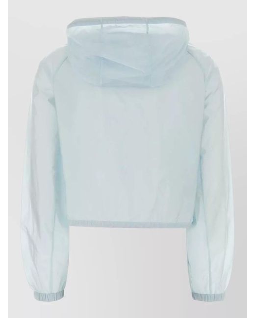 Prada Re Nylon Cropped Hooded Windbreaker Jacket in Blue | Lyst UK