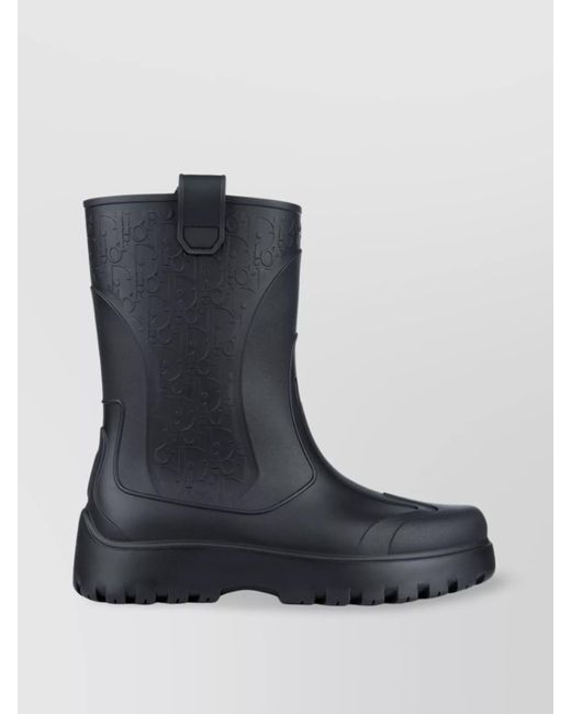 Dior Round Toe Rubber Sole Pull Tab Boots in Black for Men | Lyst