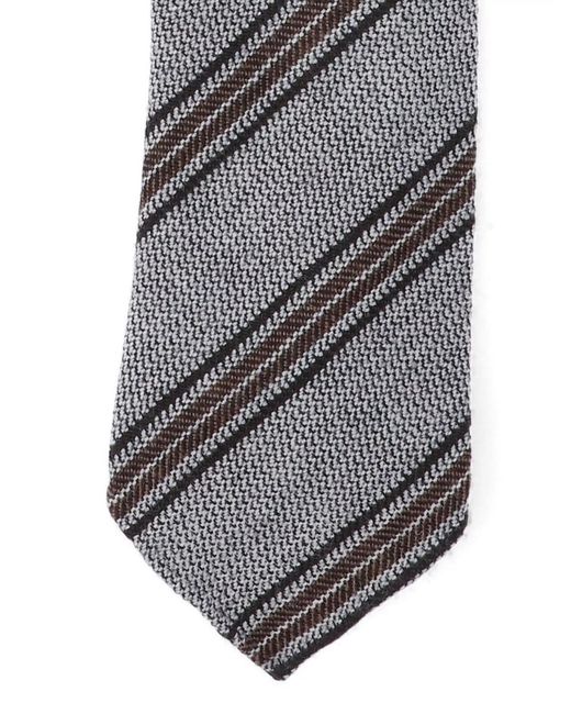 Cesare Attolini Textured Fabric Ties Diagonal Stripes in Grey for Men ...