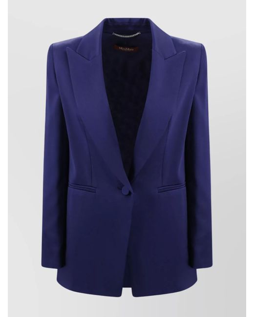 Max Mara Modern Single-Breasted Blazer With Prominent Shoulders in Blue ...