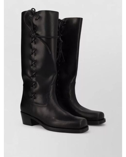 Paris Texas Knee Length Boots Block Heel Square Toe in Black | Lyst UK