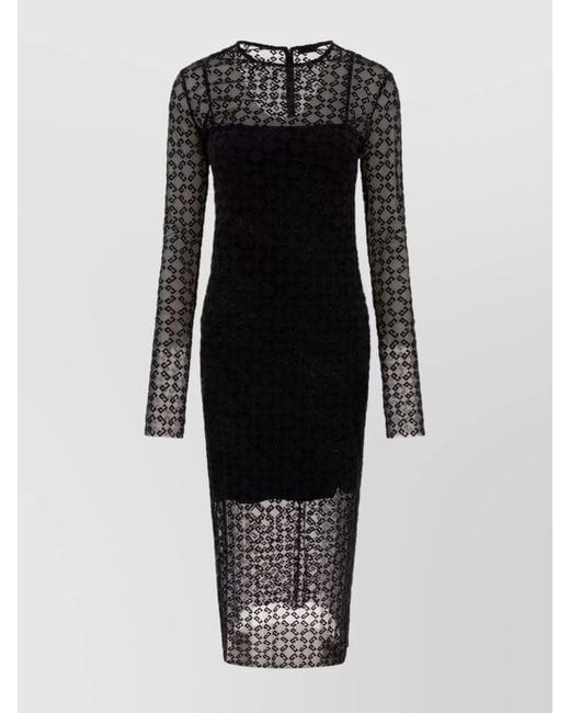 Givenchy Form-Fitting Dress With Geometric Pattern And Sheer Overlay in ...