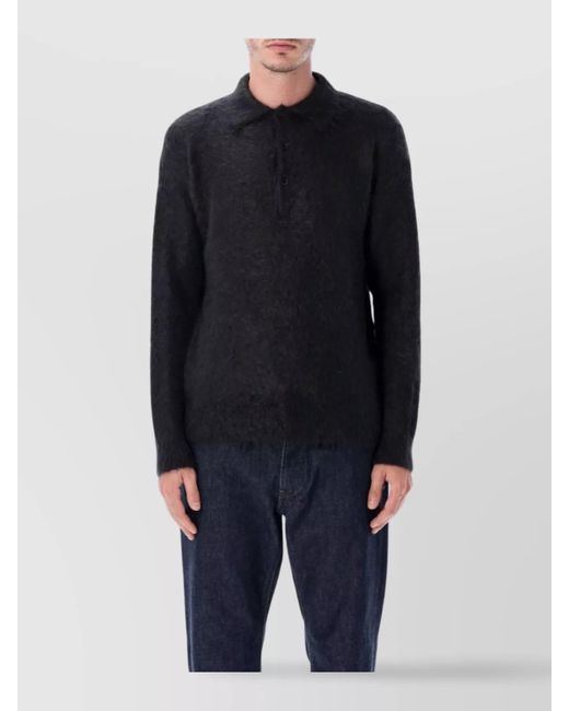AURALEE Mohair Polo Sweater Collared Design in Blue for Men | Lyst