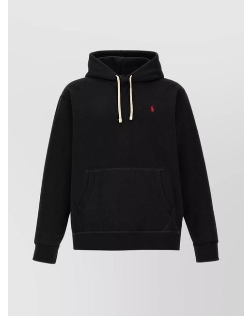 Polo Ralph Lauren Logo Hoodie With Drawstring Hood And Kangaroo Pocket in Black for Men | Lyst