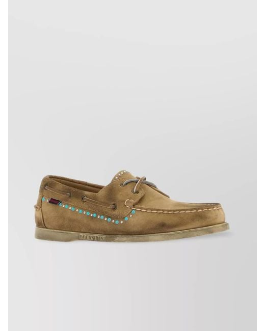 Sebago Suede Lace-Up Loafers With Embellished Finish in Brown for Men ...