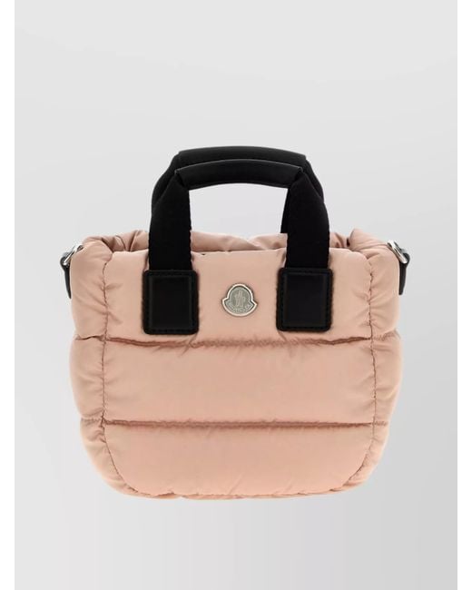 Moncler Quilted Top Handles Adjustable Strap Handbag in Black | Lyst