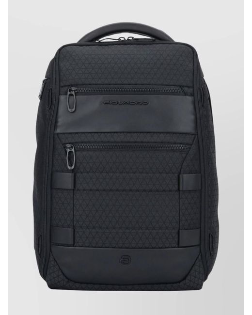 Piquadro Stylish Quilted Backpack Multiple Pockets in Black | Lyst