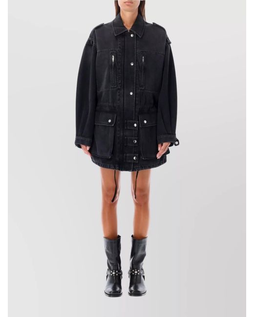 Isabel Marant Denim Coat Featuring Adjustable Waist And Epaulettes in ...