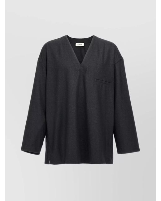 Lemaire Smock Blouse With V-Neckline And Chest Pocket in Blue for Men ...