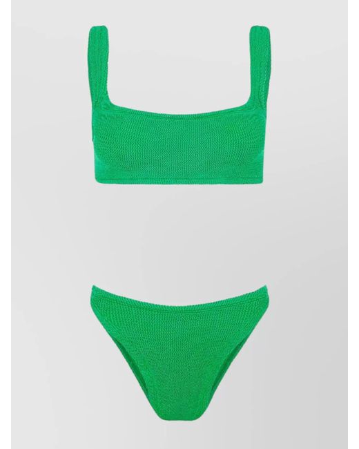 Hunza G Xandra Bikini Set Square Neckline High-Cut Leg in Green | Lyst