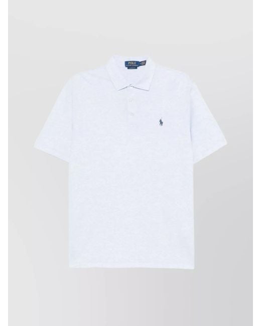 Ralph Lauren Logo Cotton-Linen Blend Polo Shirt in White for Men | Lyst