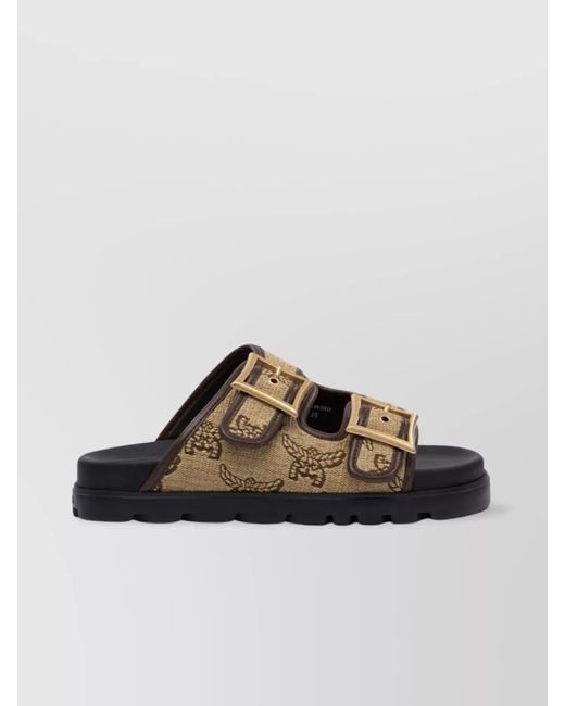 MCM Toe Open Rubber Sole Sandals in Brown | Lyst