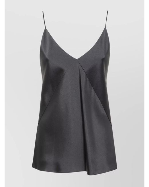Max Mara Silk Top Relaxed Fit Satin Finish in Grey | Lyst UK