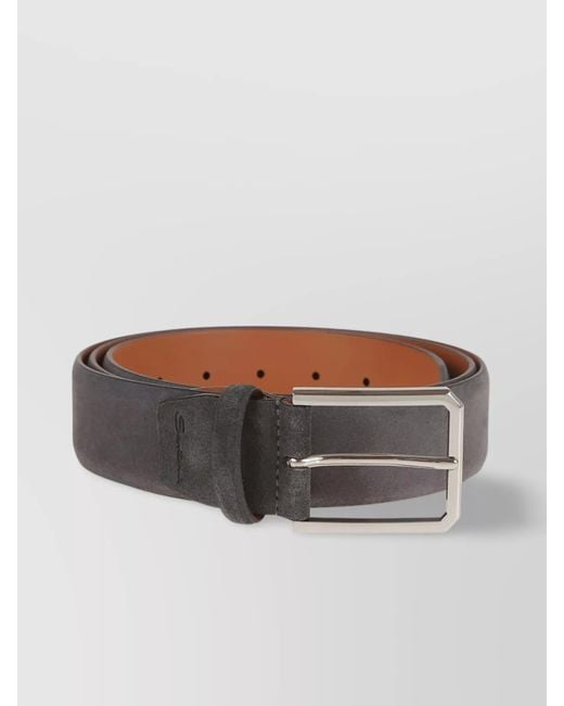 Santoni Adjustable Suede Belt With Square Metal Buckle in Gray for Men ...