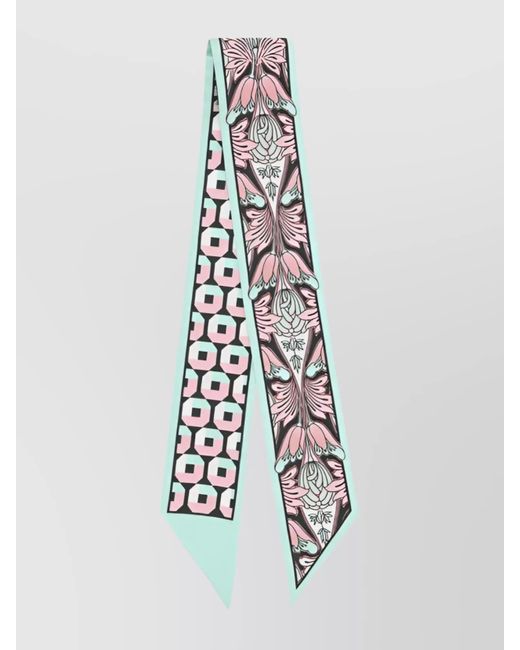 Prada Luxurious Silk Scarf With Floral And Geometric Patterns in White ...