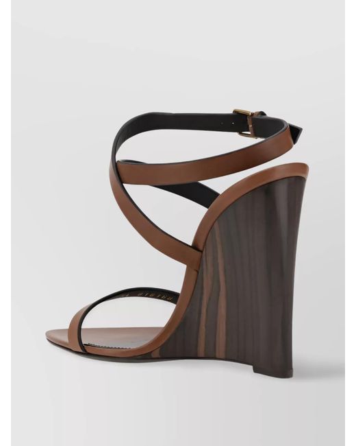 Saint Laurent Sculptural Wood-Effect Heel Sandals in Black | Lyst UK
