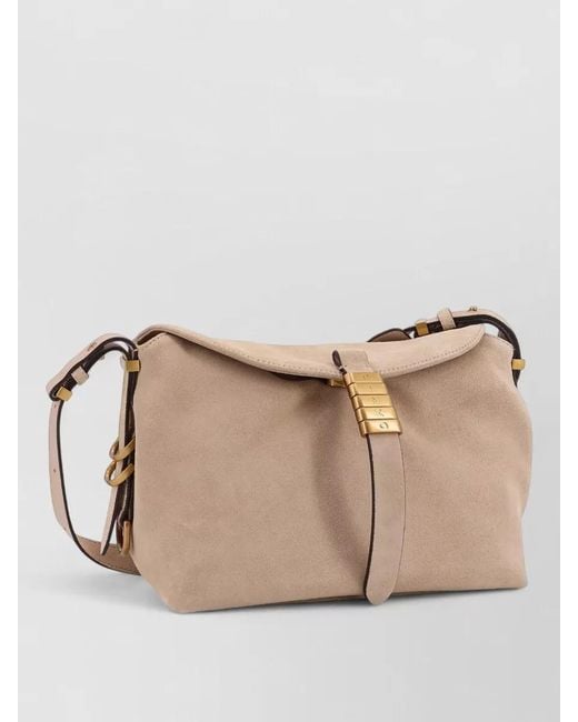 Pinko Leather Crossbody Bag Metal Logo Detail in Natural | Lyst UK