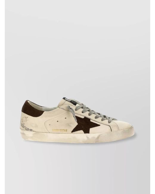 Golden Goose 'Distressed Star Emblem Rubber Sole Sneakers' in Natural ...