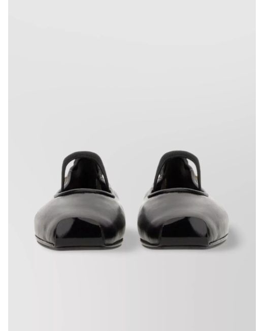 Tory Burch "Runway" Square Toe Flat Sole Ballerina Shoes in Black | Lyst