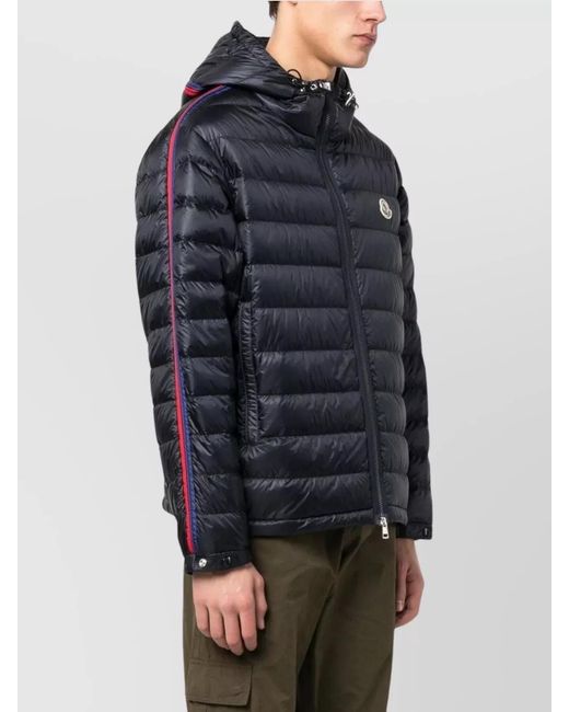 Moncler Logo Patch Puffer Jacket Hood in Blue for Men | Lyst UK