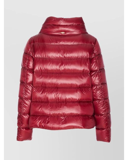 Herno Quilted High Neck Jacket With Lateral Split in Red | Lyst UK