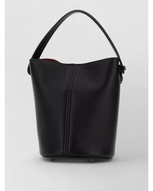 Maison Margiela Leather Bucket Bag Textured Surface Handle in Black ...
