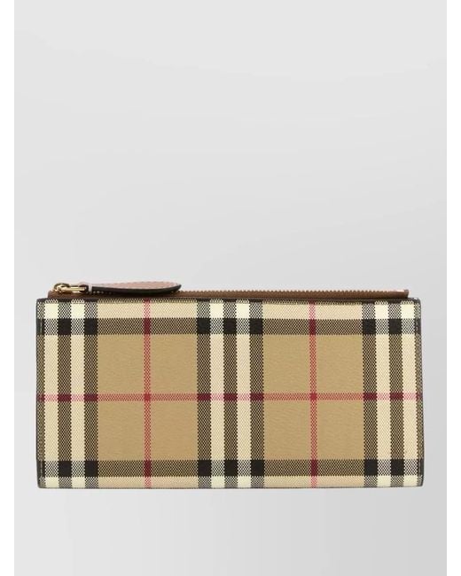 Burberry Canvas Wallet Check Pattern Rectangular Shape in Natural | Lyst UK