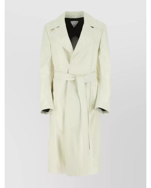Bottega Veneta Leather Coat With Back Slit And Belted Waist in Natural ...