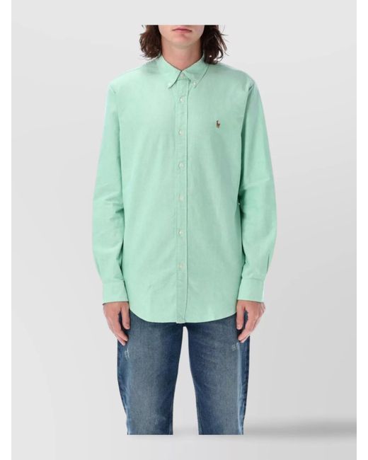 Polo Ralph Lauren Oxford Shirt With Pointed Collar And Curved Hem in Green for Men | Lyst