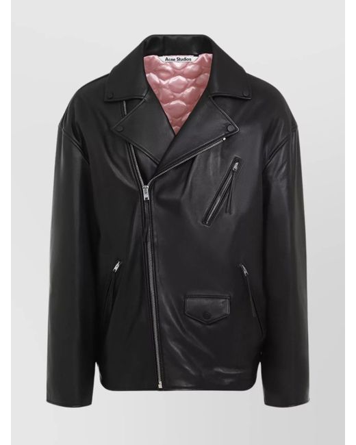 Acne Studios Leather Jacket With Dropped Shoulders And Mini-Flap Pocket ...