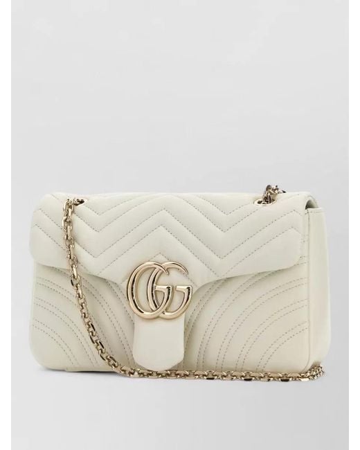 Gucci Gg Marmont Medium Shoulder Bag Chain Strap in Natural | Lyst UK