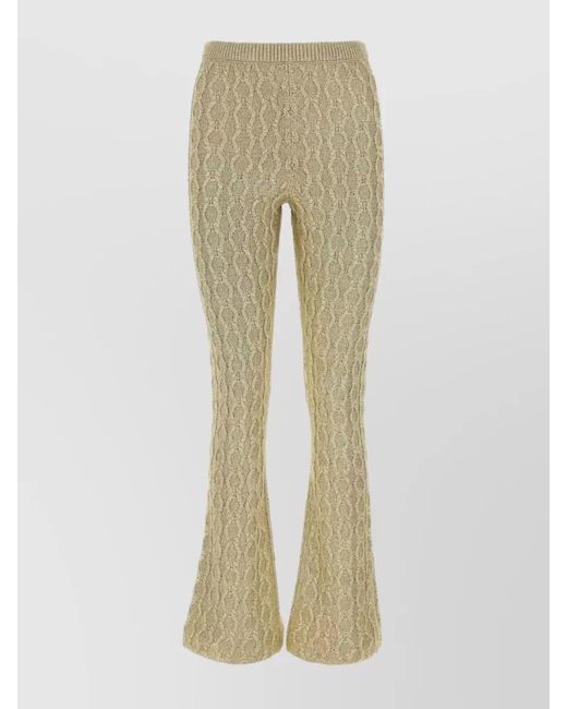 Gucci Viscose Blend Flared Pant With Textured Pattern in Natural | Lyst