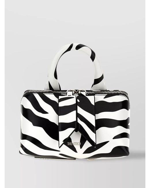 The Attico Mini Handbag With Zebra Pattern And Top Handle in White | Lyst