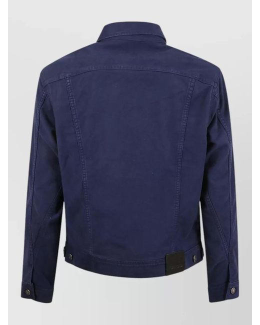 Tom Ford Nylon Silk Collared Jacket Chest Pockets in Blue for Men | Lyst UK