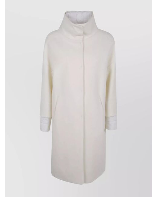 Herno Long Zip Jacket Concealed Pockets in White | Lyst UK