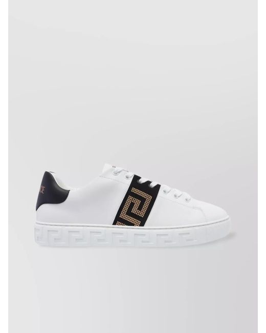 Versace Low Top Sneakers With Embossed Greca Band in White for Men | Lyst
