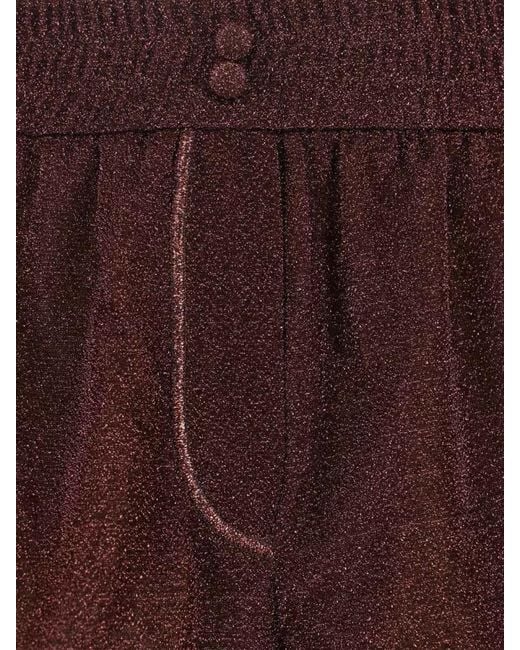 Oséree Straight Trousers Button Detail Glitter Finish in Brown | Lyst UK