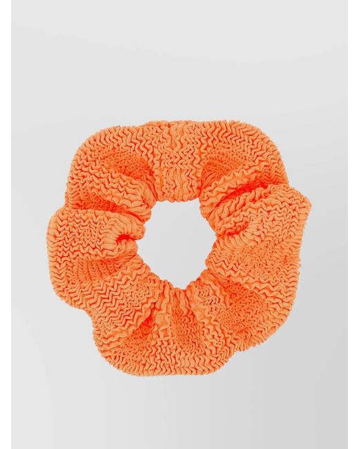 Hunza G Ruffled Texture Fabric Scrunchie in Orange | Lyst