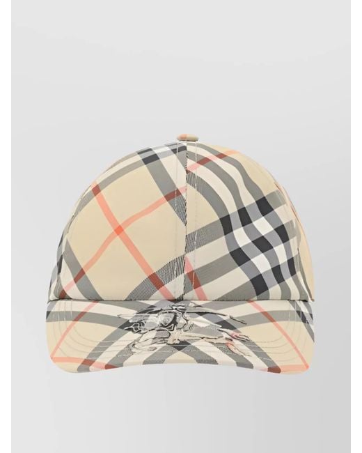 Burberry Cap With Curved Brim And Iconic Check Pattern in Natural for ...