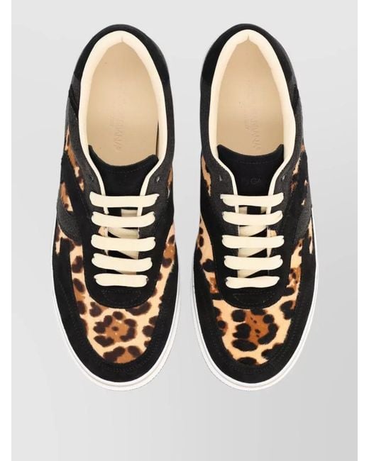 Dolce & Gabbana Sailing Leopard Print Rubber Sole Sneakers in Metallic ...