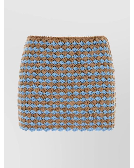 Prada Geometric Crochet Mini Skirt Design in Blue | Lyst UK