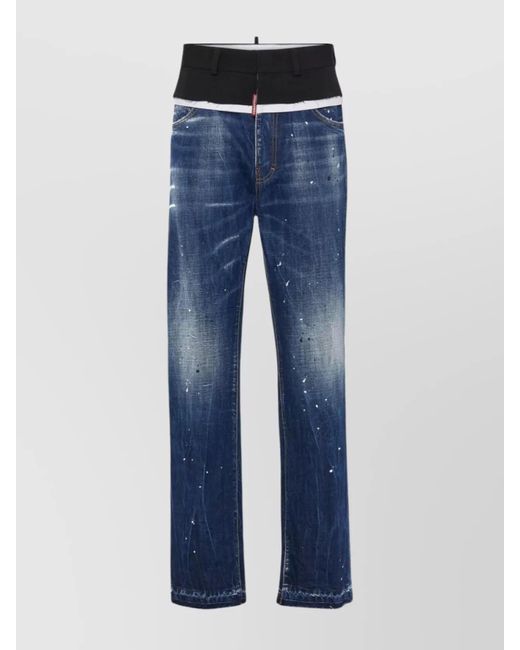 DSquared² Paint Splatter Detail Denim Jeans in Blue | Lyst UK