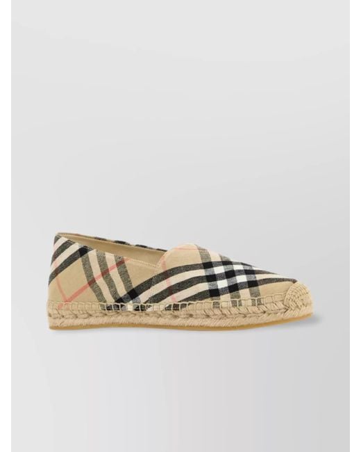 Burberry Embroidered Canvas Check Pattern Espadrilles in Metallic | Lyst UK