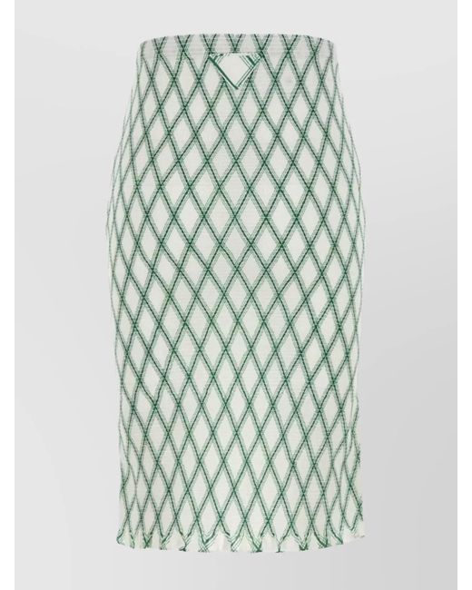 Prada Skirt Cotton Diamond Pattern in Green | Lyst