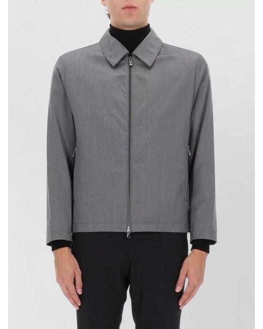 BOSS Virgin Wool Slim-Fit Lightweight Jacket in Gray for Men | Lyst