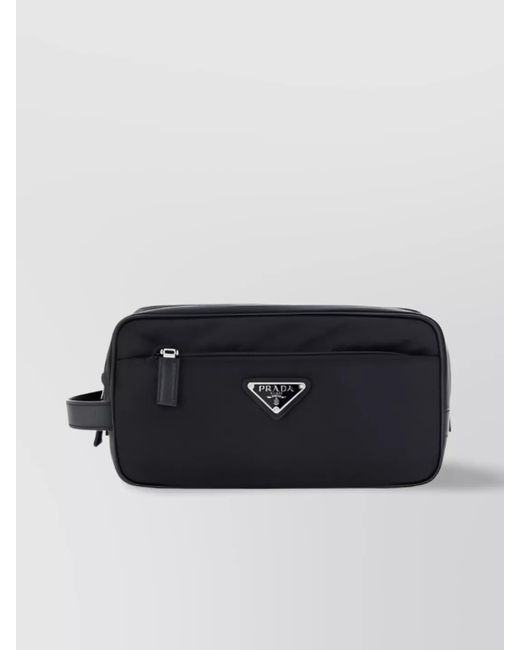 Prada Rectangular Nylon Travel Case Leather in Black for Men | Lyst