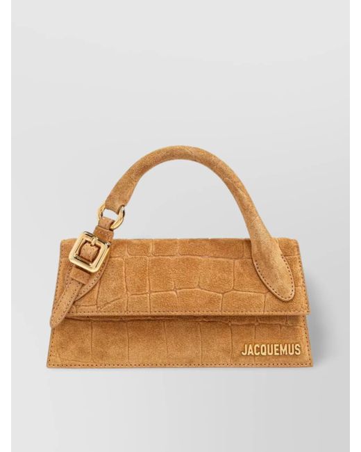 Jacquemus Long Boucle Leather Handbag With Crocodile Effect in Metallic ...